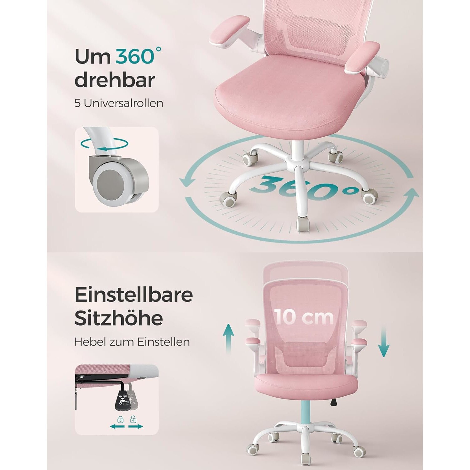 Scaun de birou ergonomic cu suport lombar reglabil, cotiere pliabile ...