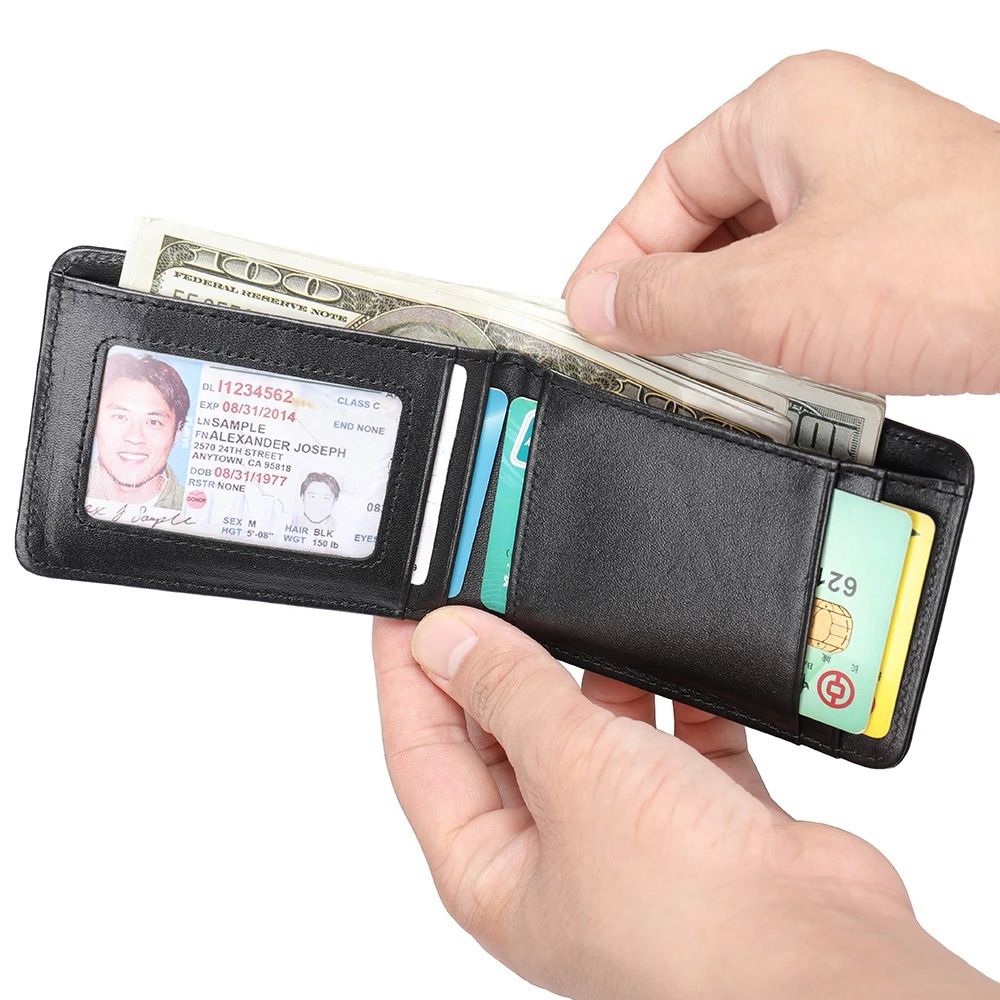 Portofel din piele naturala, pentru barbati, SWISSPN, protectie card ...