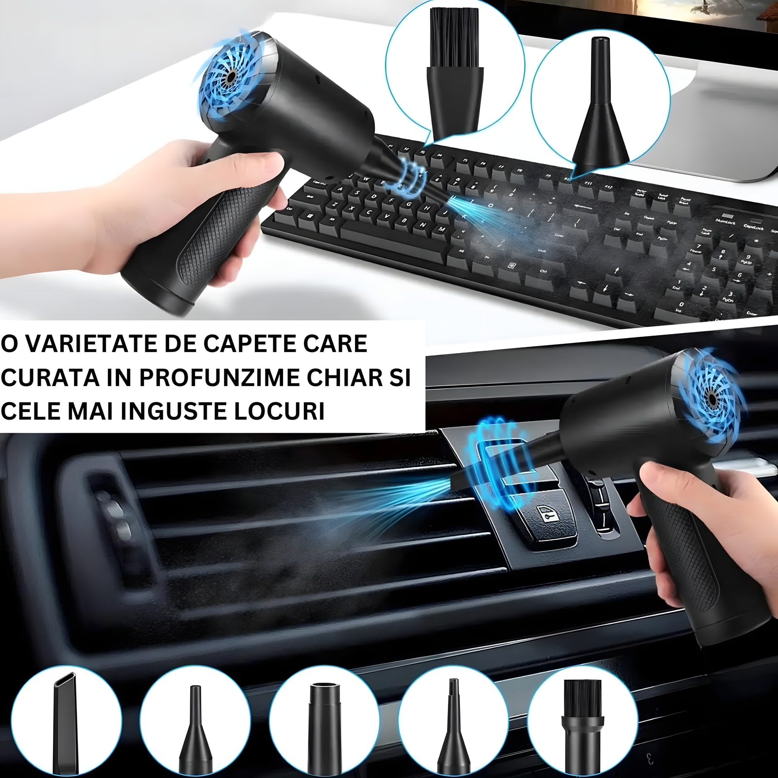 Suflanta Aer Infiniteea™, Indepartare Praf PC, Canapele, Masina, Aer ...