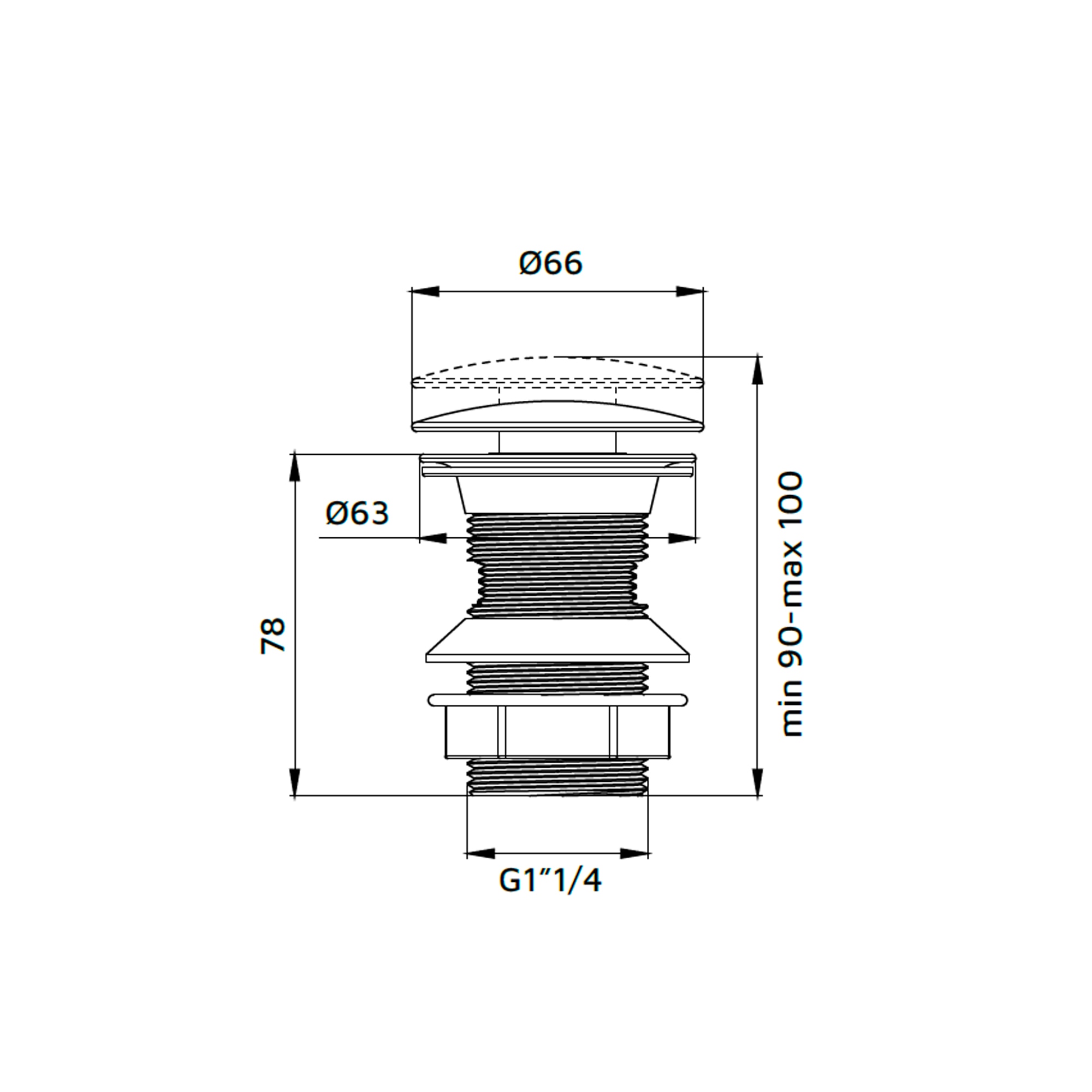 Ventil lavoar click-clack Aquasanit Coral, finisaj negru mat, cu ...