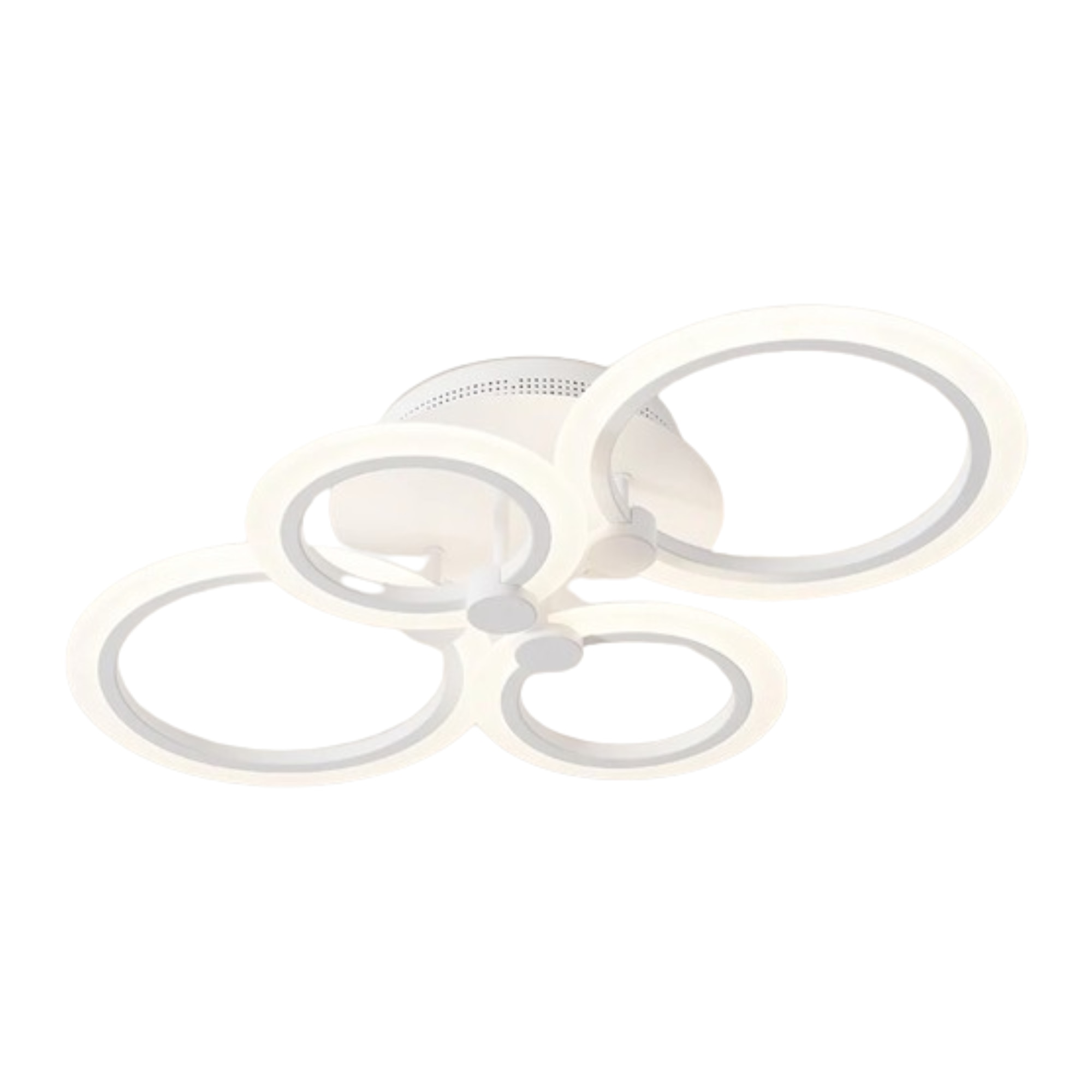 Lustra LED 72W, 5040 lumeni, 4 cercuri, alb, telecomanda, aplicatie ...