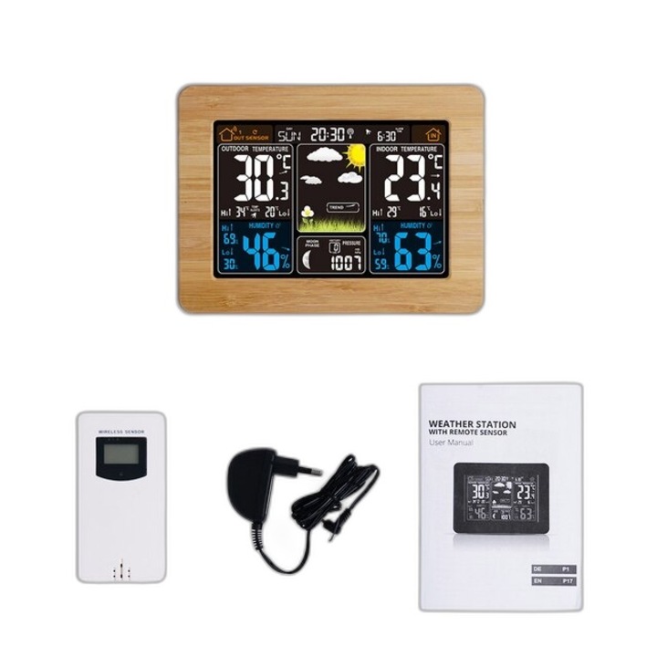 Statie Meteo Interior si Exterior, Ecran LCD color, Temperatura ...