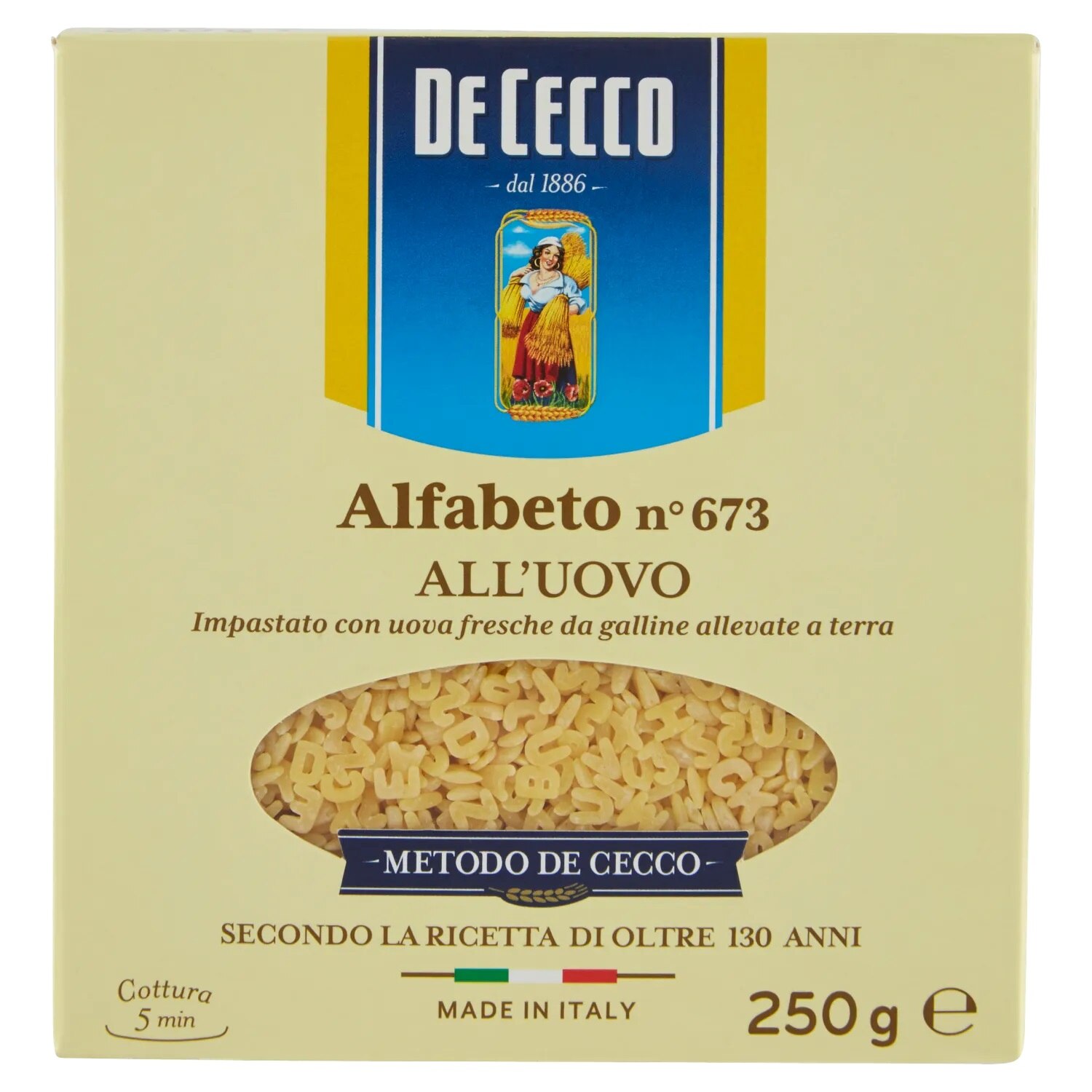 Paste cu Ou Tip Alfabet nr. 673 De Cecco, 250 g - eMAG.ro
