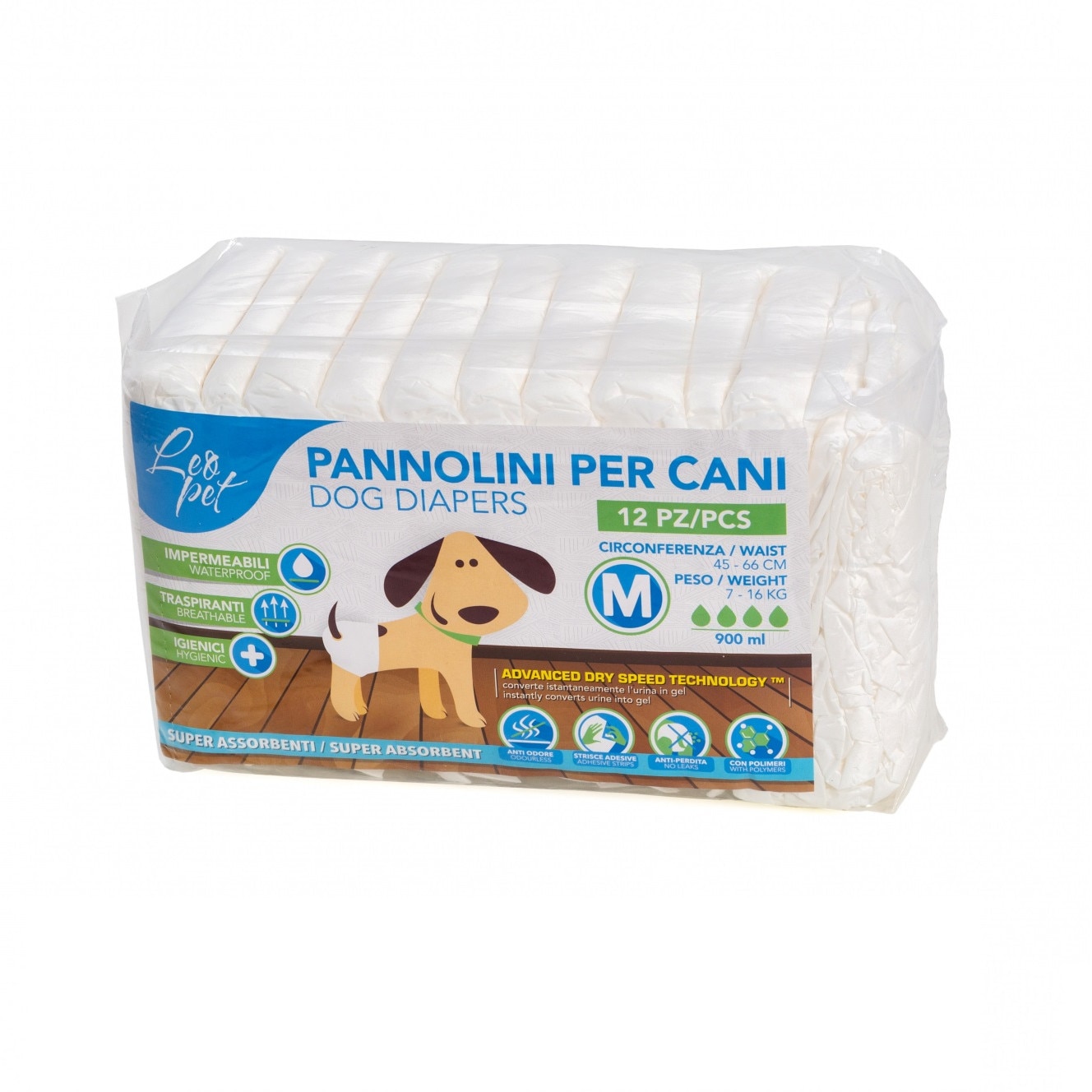 Scutece Pentru Caini Leopet M intre 7-16kg, 12buc - eMAG.ro