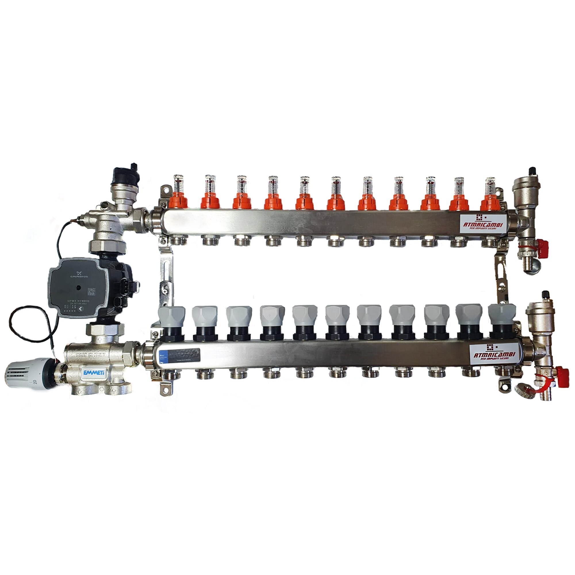 Set distribuitor pardoseala RTM cu 11 cai, 3/4", cu grup amestec Emmeti ...