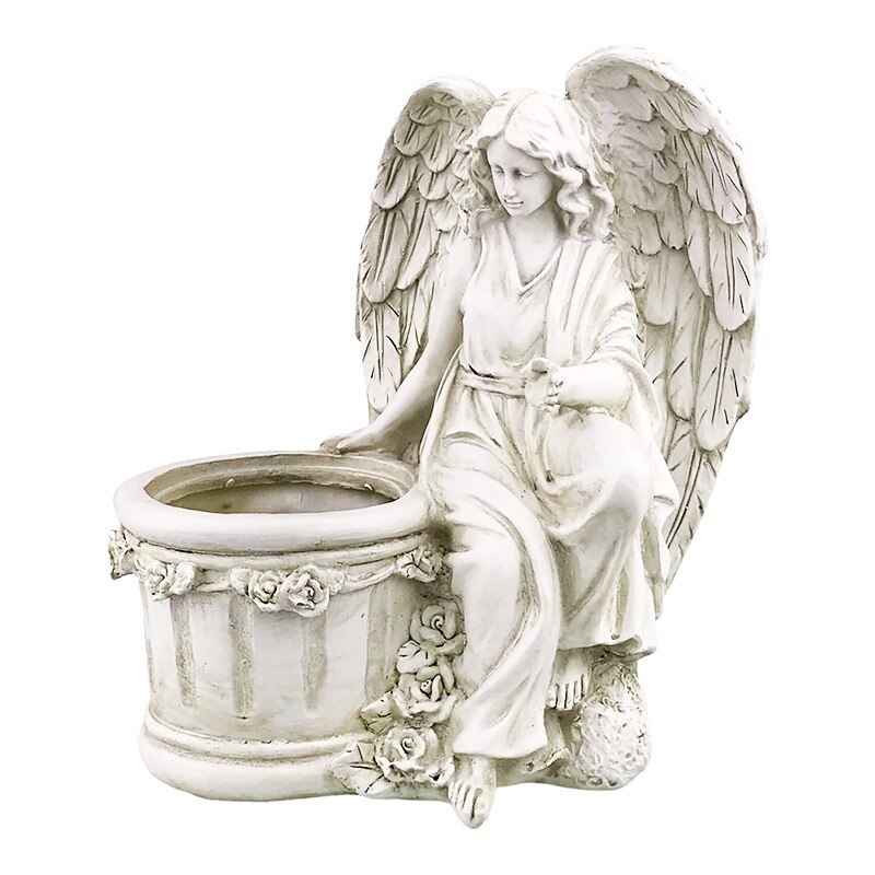 Декоративна саксия с ангелчета, 27 см, Бяла, 1741H - eMAG.bg