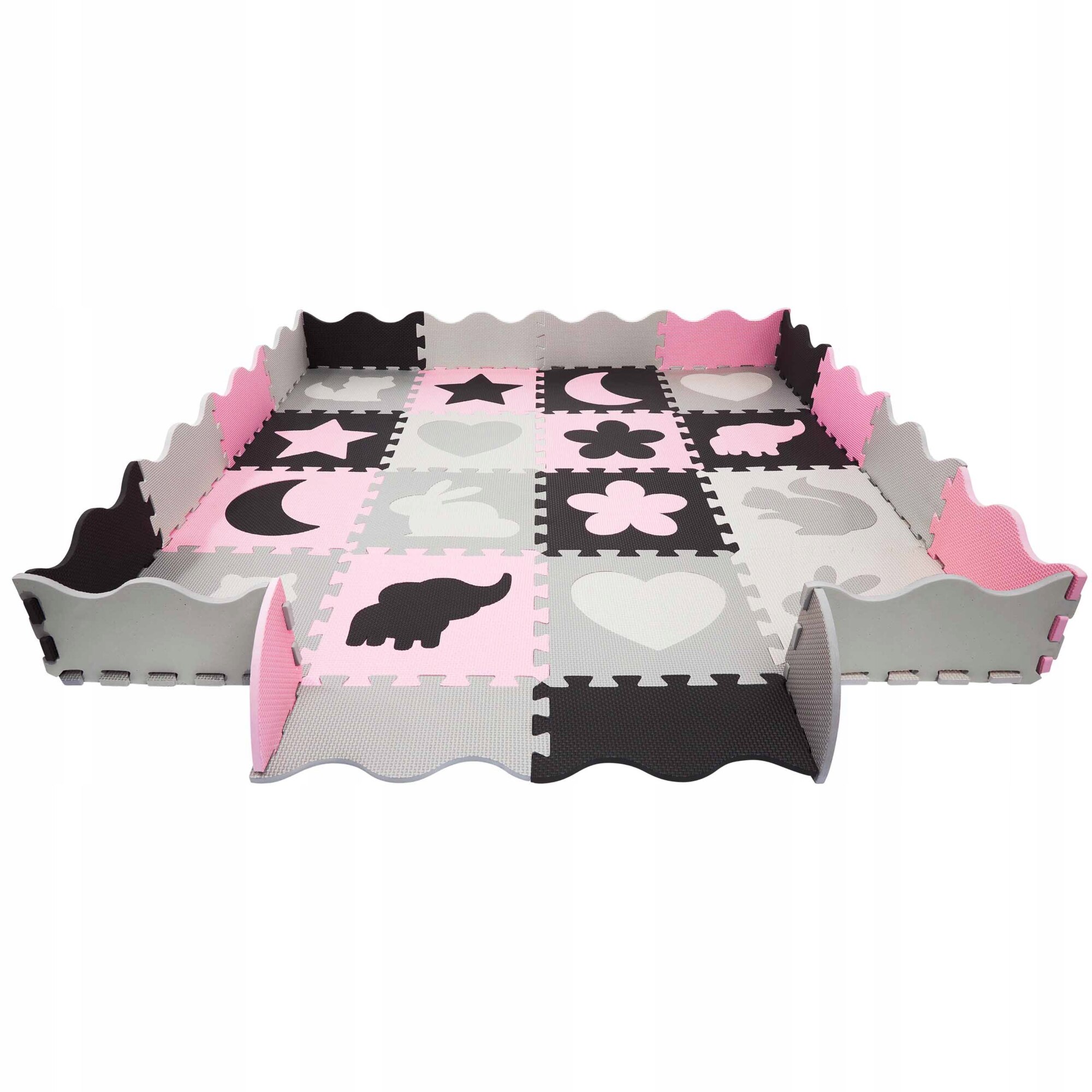 Covor tip puzzle, 4Fizjo, Spuma, 150x150 cm, Roz/Gri - eMAG.ro