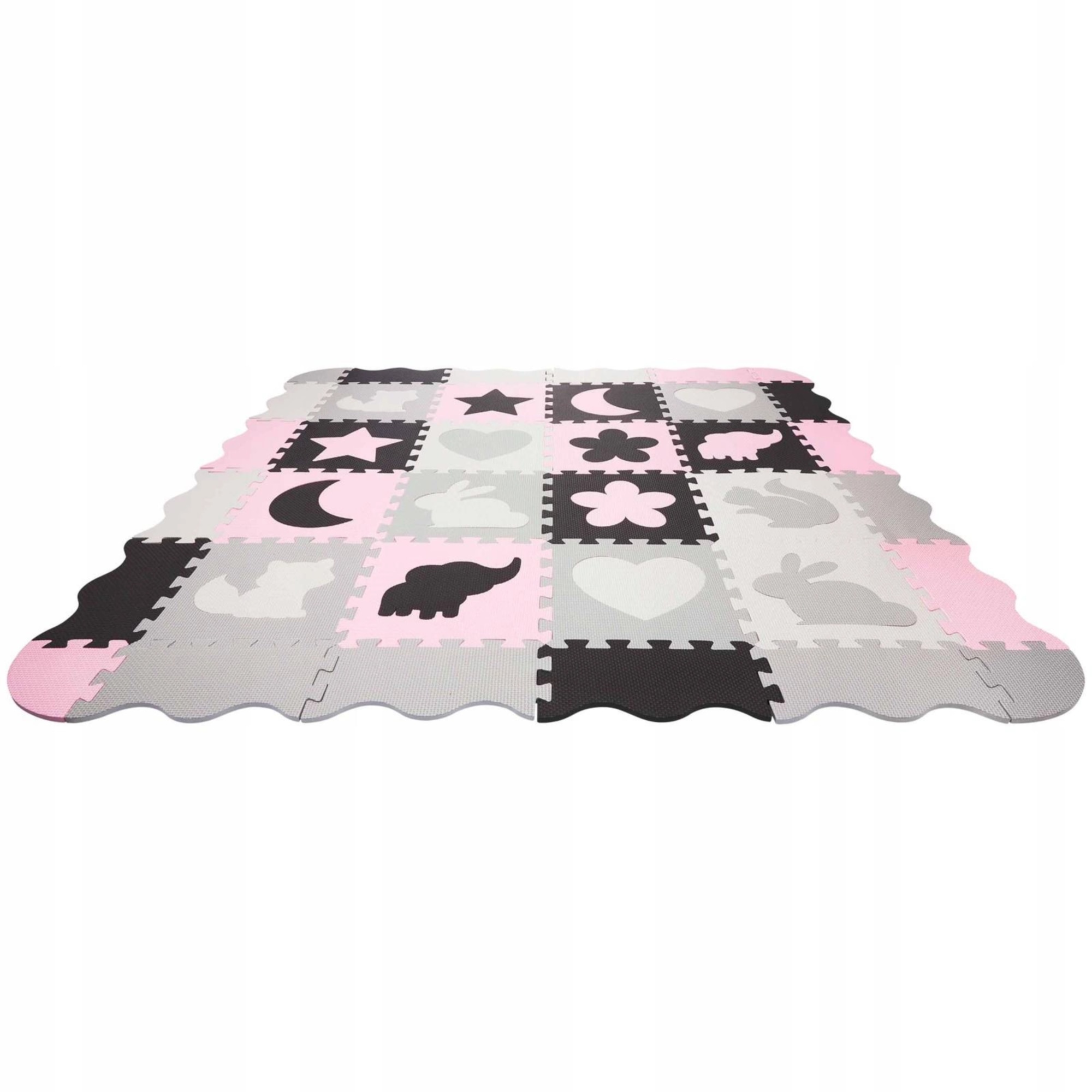 Covor tip puzzle, 4Fizjo, Spuma, 150x150 cm, Roz/Gri - eMAG.ro