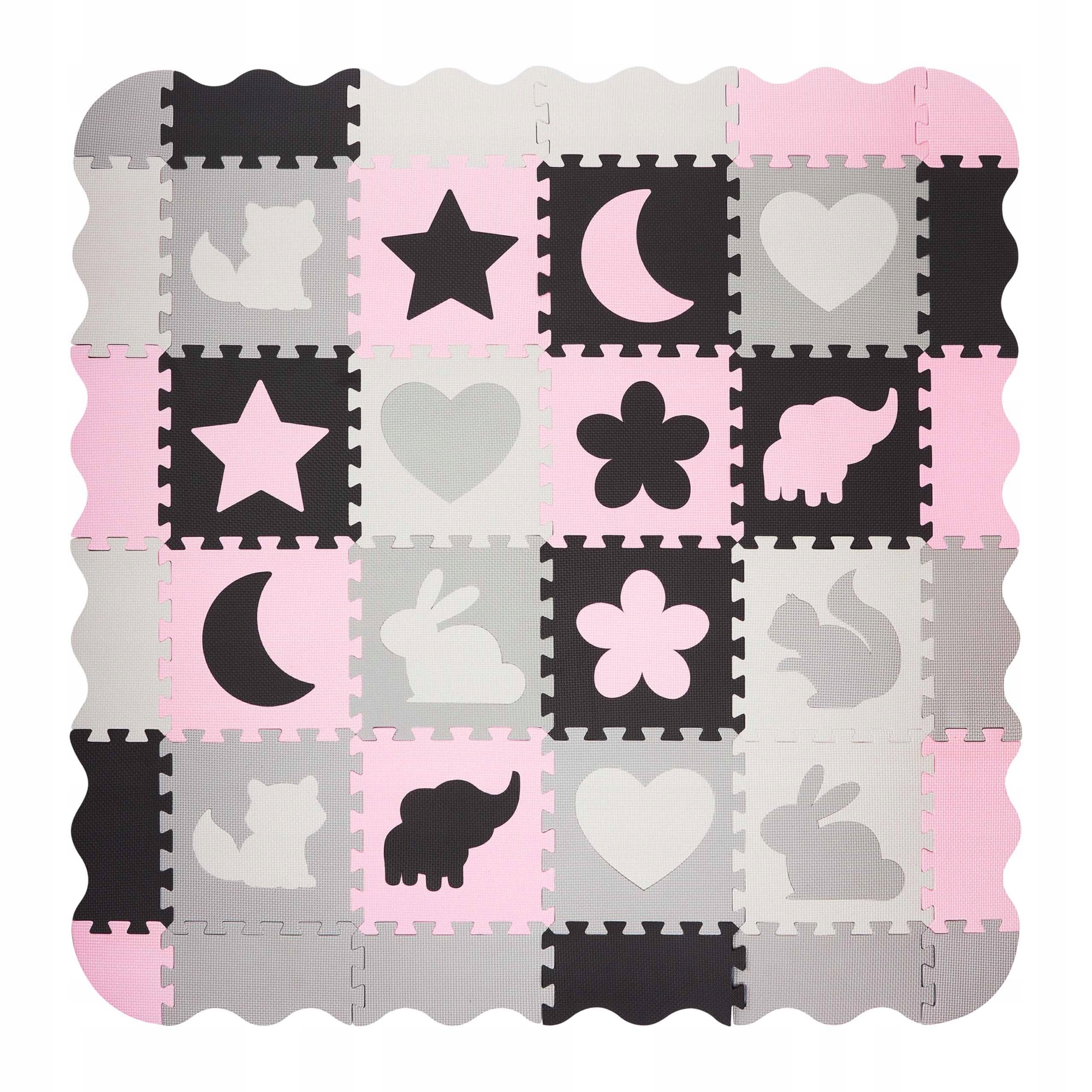 Covor tip puzzle, 4Fizjo, Spuma, 150x150 cm, Roz/Gri - eMAG.ro