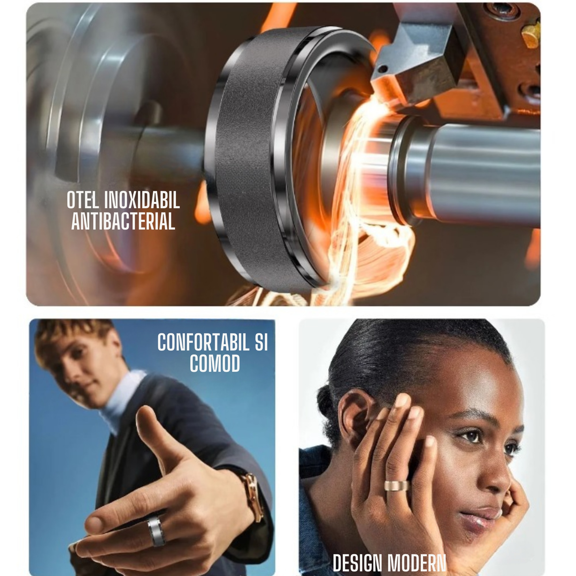 Inel Smart, AFel®, Monitorizare a sanatatii 24/7, Temperatura corporala ...