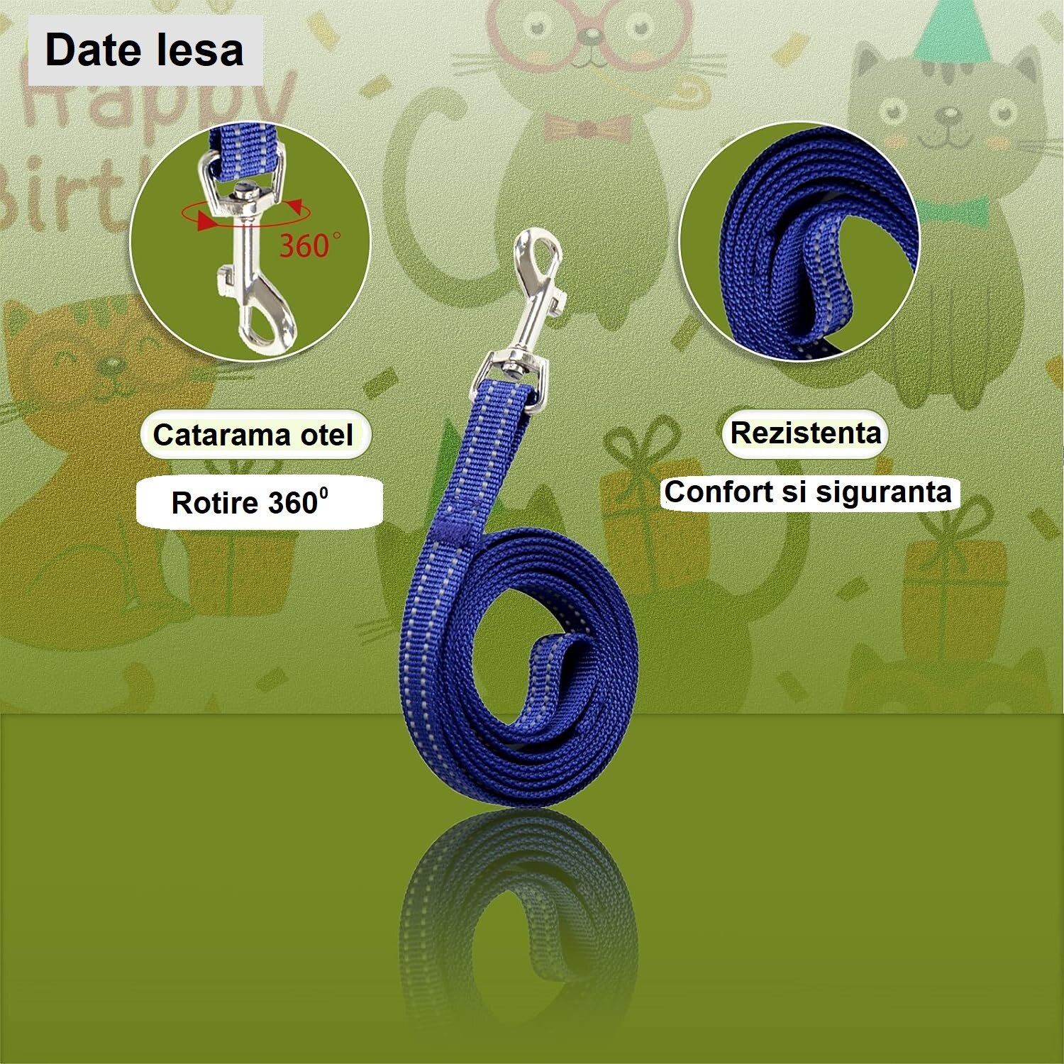 Set Ham si lesa pentru pisici, Savanna, M, Albastru - eMAG.ro
