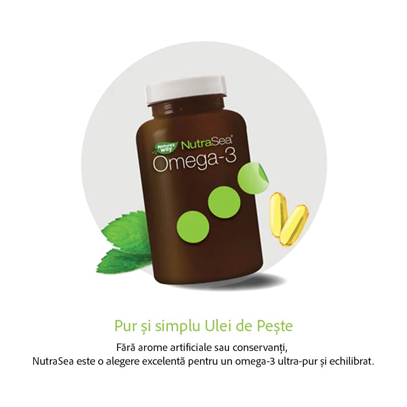NutraSea® Omega-3 Capsule Gel Lichide, Menta Proaspata / 150 de capsule ...