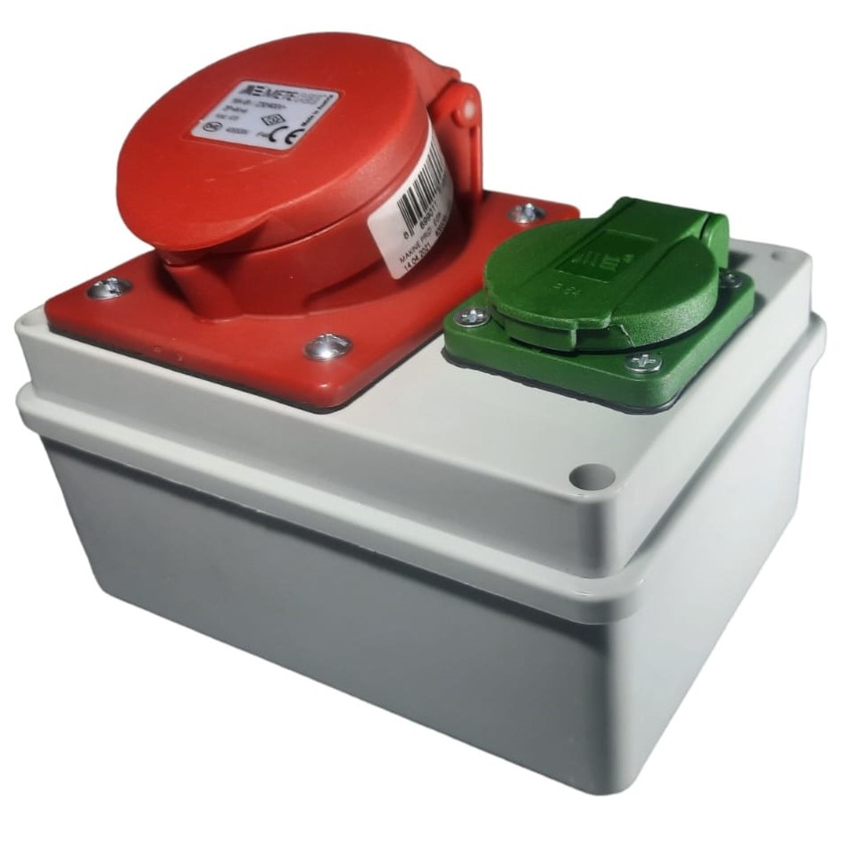 Doza aplicata precablata echipata cu 1 priza 5 poli 3P+N+E 32A 400V si ...