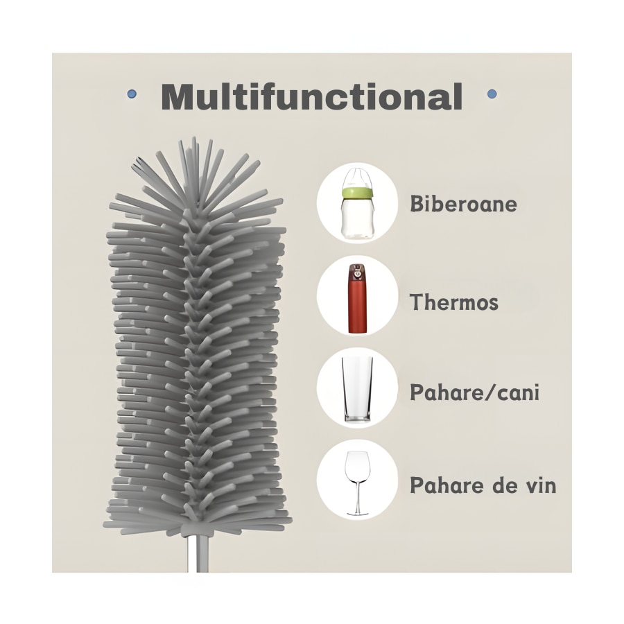 Set de perii electrice pentru pahare si biberon. Perie din silicon ...