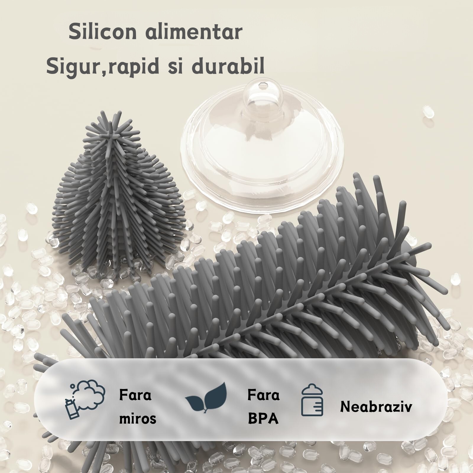 Set de perii electrice pentru pahare si biberon. Perie din silicon ...