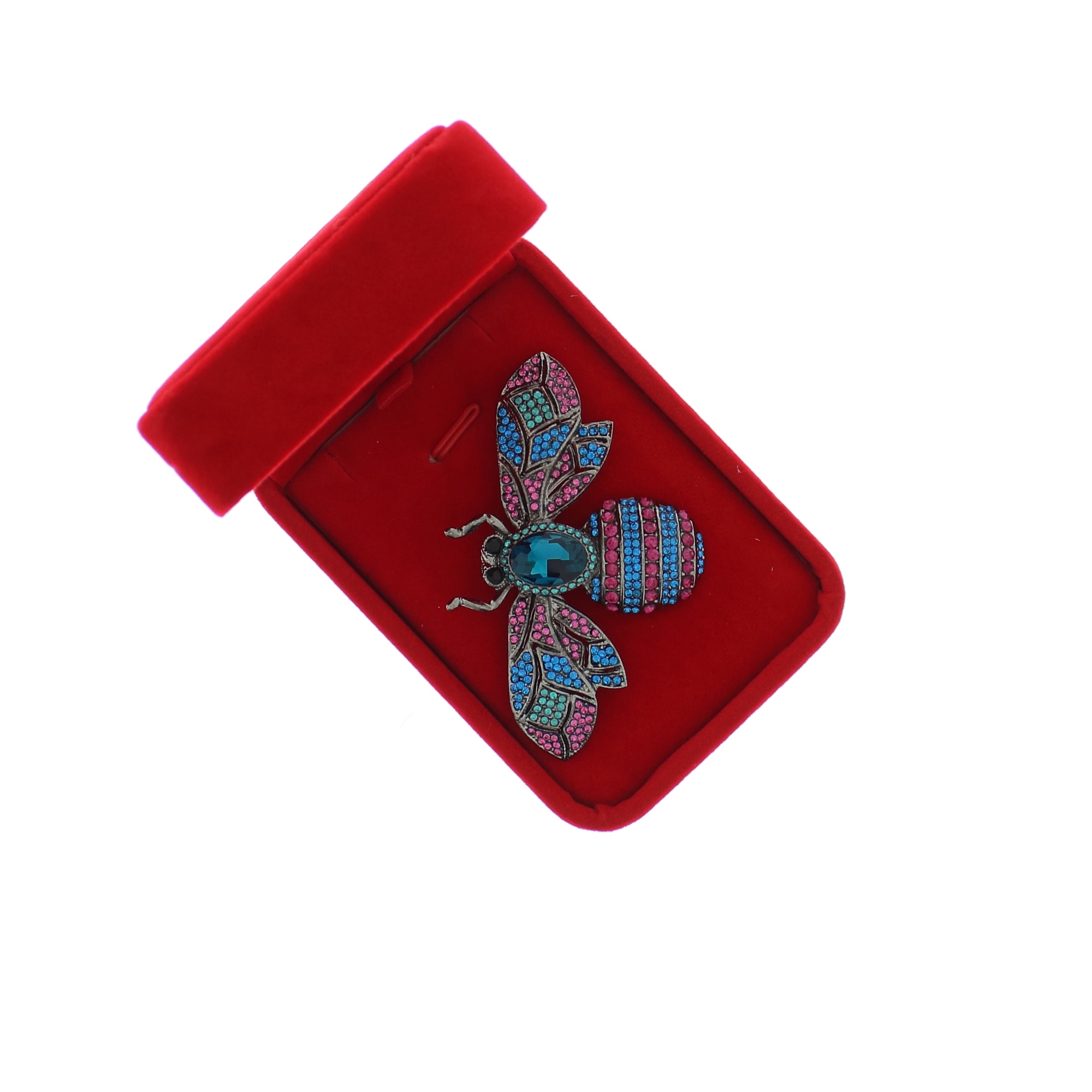 Brosa, din metal, Buticcochet, 5x8 cm, model Albina, Turcoaz - MR608 ...