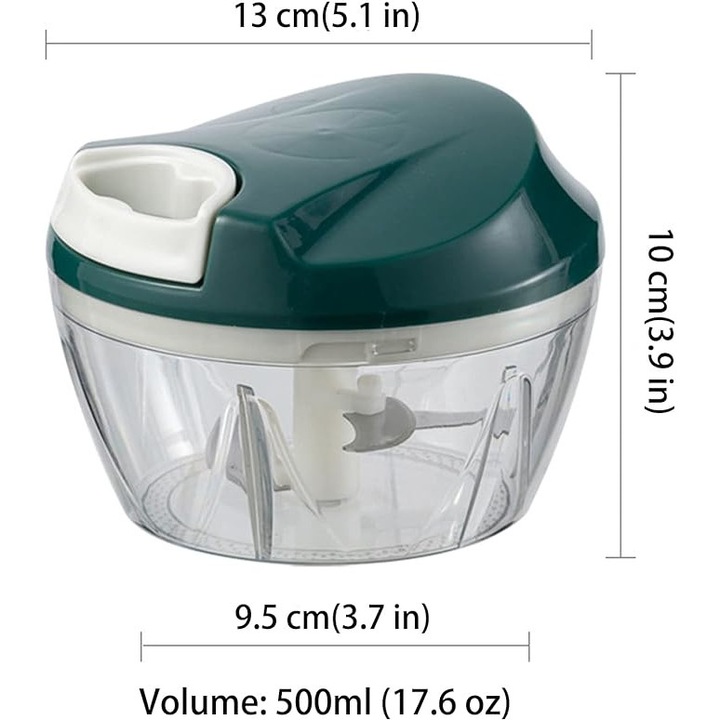 Mini Tocator manual, Presoma, Inox/Plastic, 500 ml, Verde - eMAG.ro