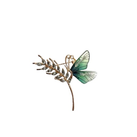 Brosa martisor frunza aurie cu fluture, Albastru, 5 cm - eMAG.ro