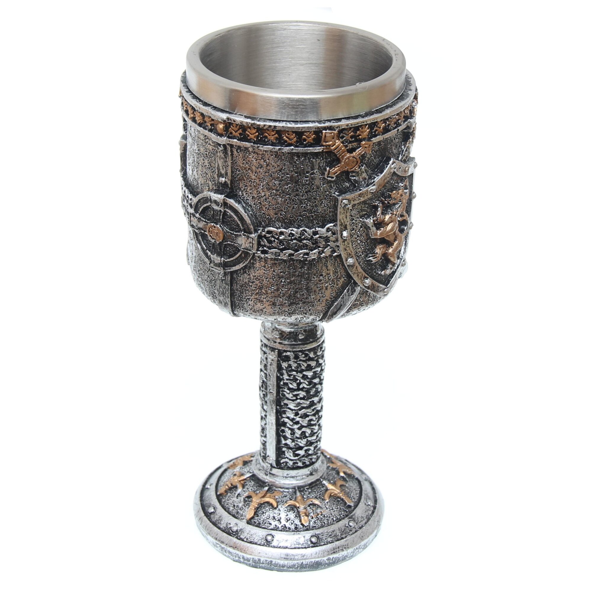Pocal Medieval Lion Shield, 18.5cm 200ml decorat 360grade Tole 10 ...