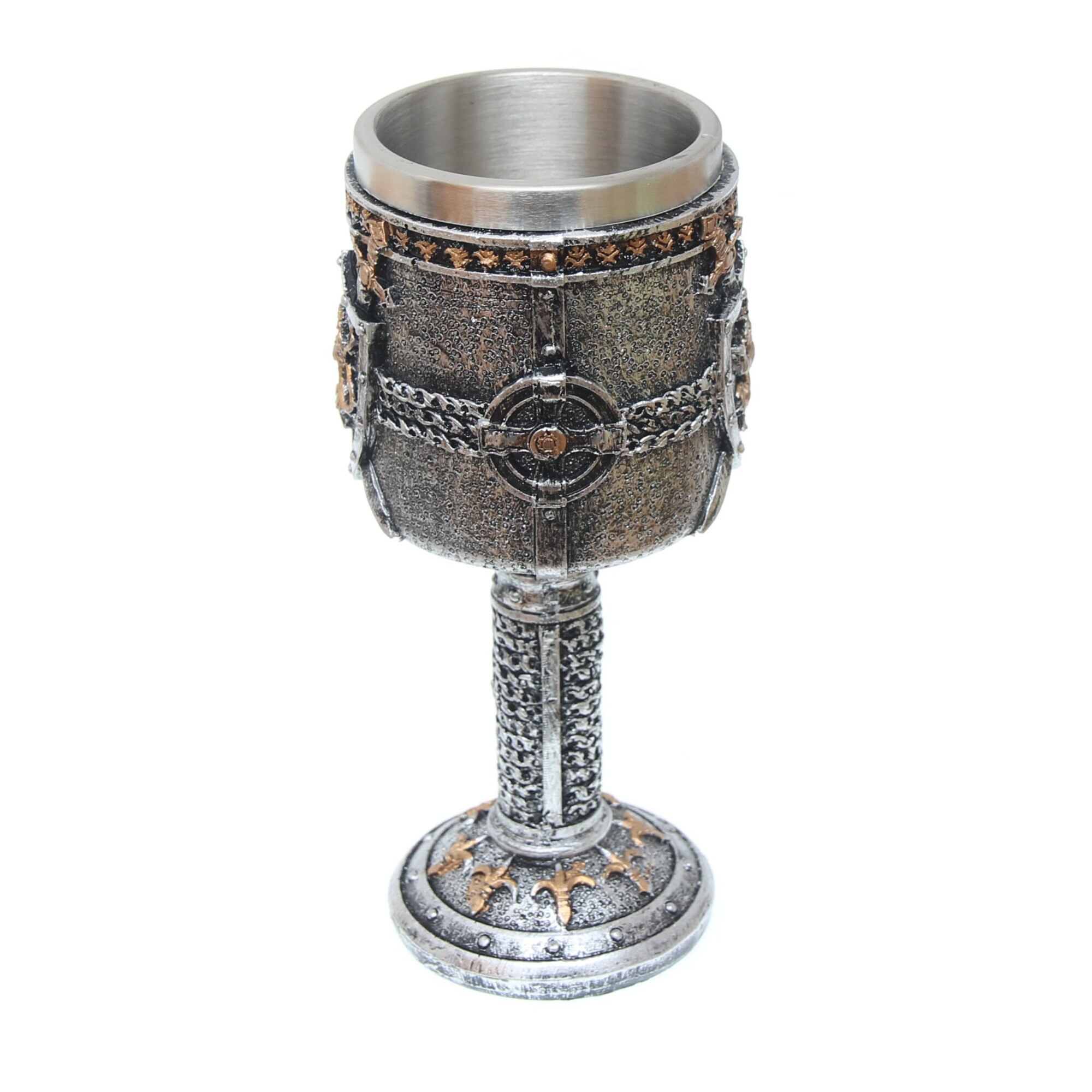Pocal Medieval Lion Shield, 18.5cm 200ml decorat 360grade Tole 10 ...