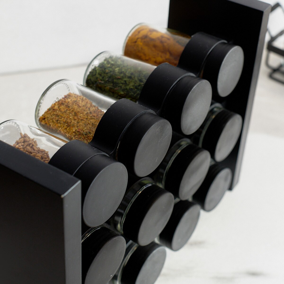 Recipiente de condimente OTTO negru 12 borcane 26x10x21 cm HOMLA - eMAG.ro