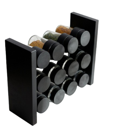 Recipiente de condimente OTTO negru 12 borcane 26x10x21 cm HOMLA - eMAG.ro