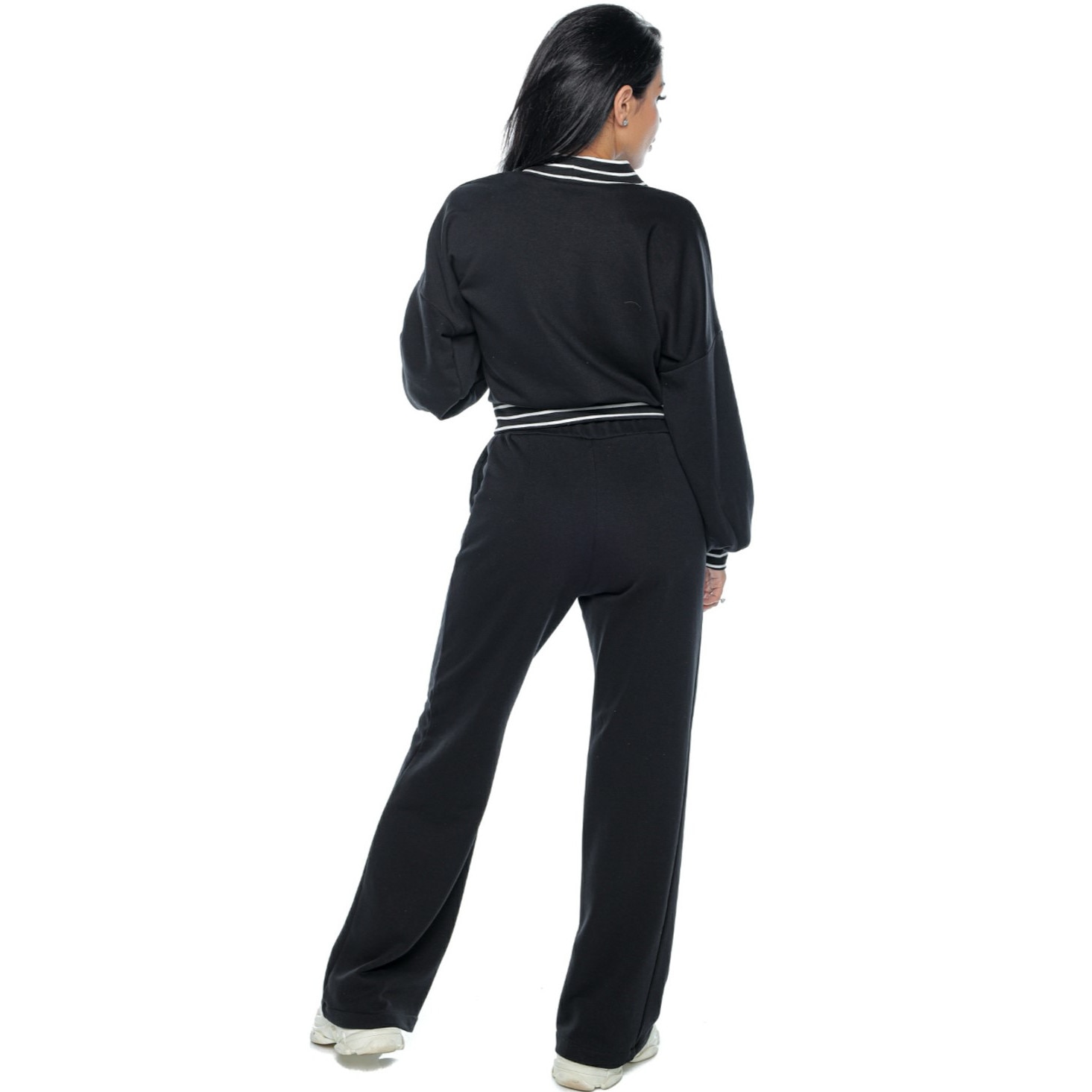 Дамски мек памучен анцуг, с колежански панталон и яке, метален цип и ...