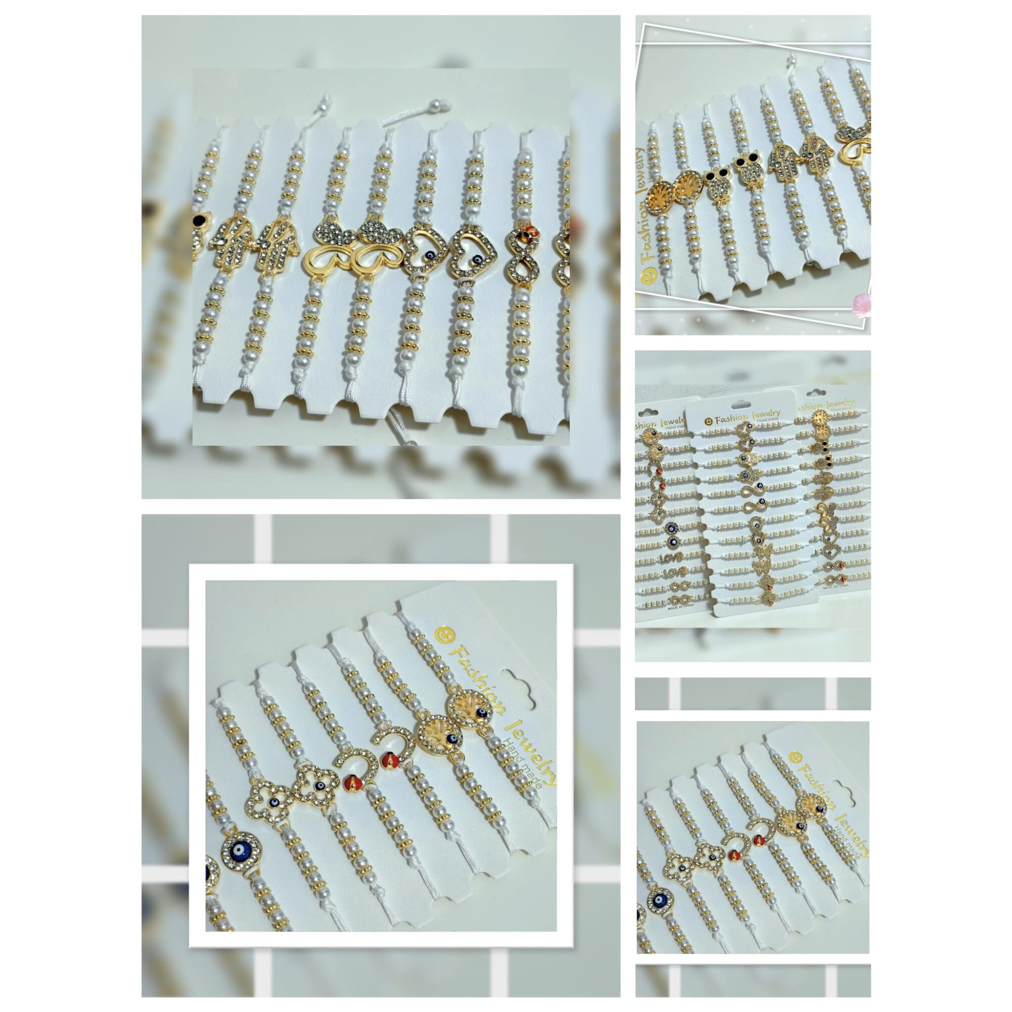 Set 12 Bratari de Martisor, reglabile, Diverse Simboluri tip 3, Alb ...