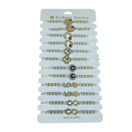 Set 12 Bratari de Martisor, reglabile, Diverse Simboluri tip 3, Alb ...