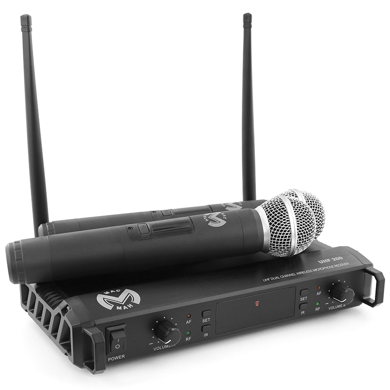 Statie cu 2 microfoane de mana UHF Wireless Mac Mah - eMAG.ro