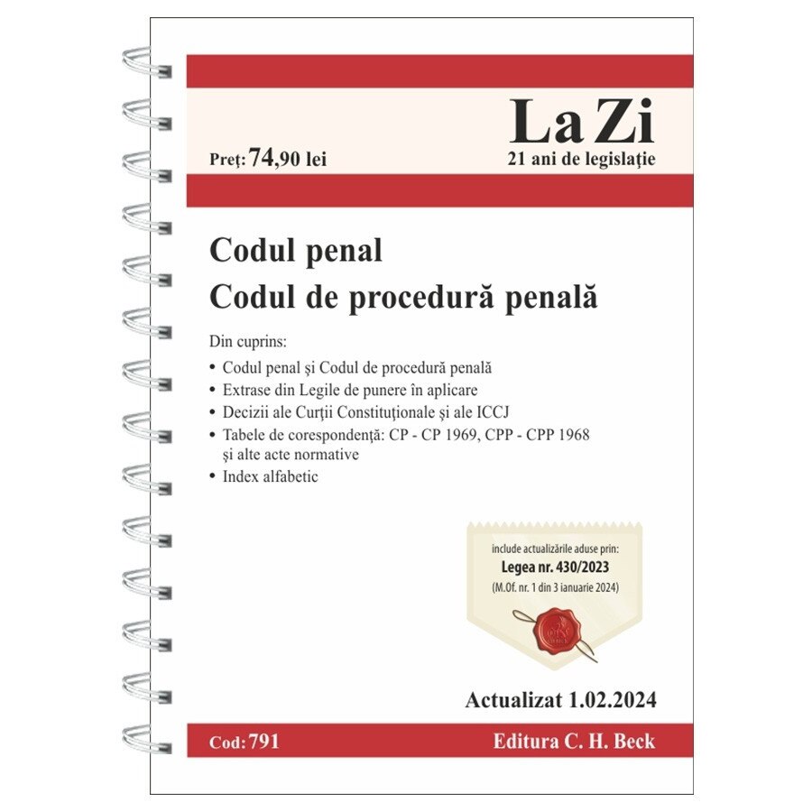 Codul penal si Codul de procedura penala, cod 791, actualizat la 1.02. ...