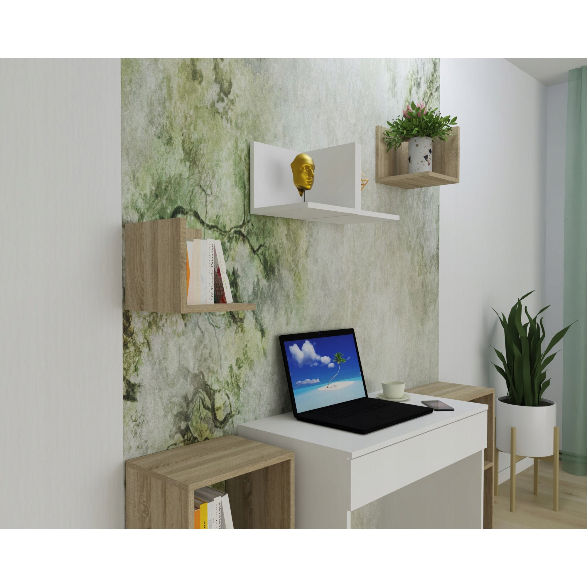 Raft perete Mobleto, 23, 8 x 25, 5 cm stejar sonoma, tip cub - eMAG.ro