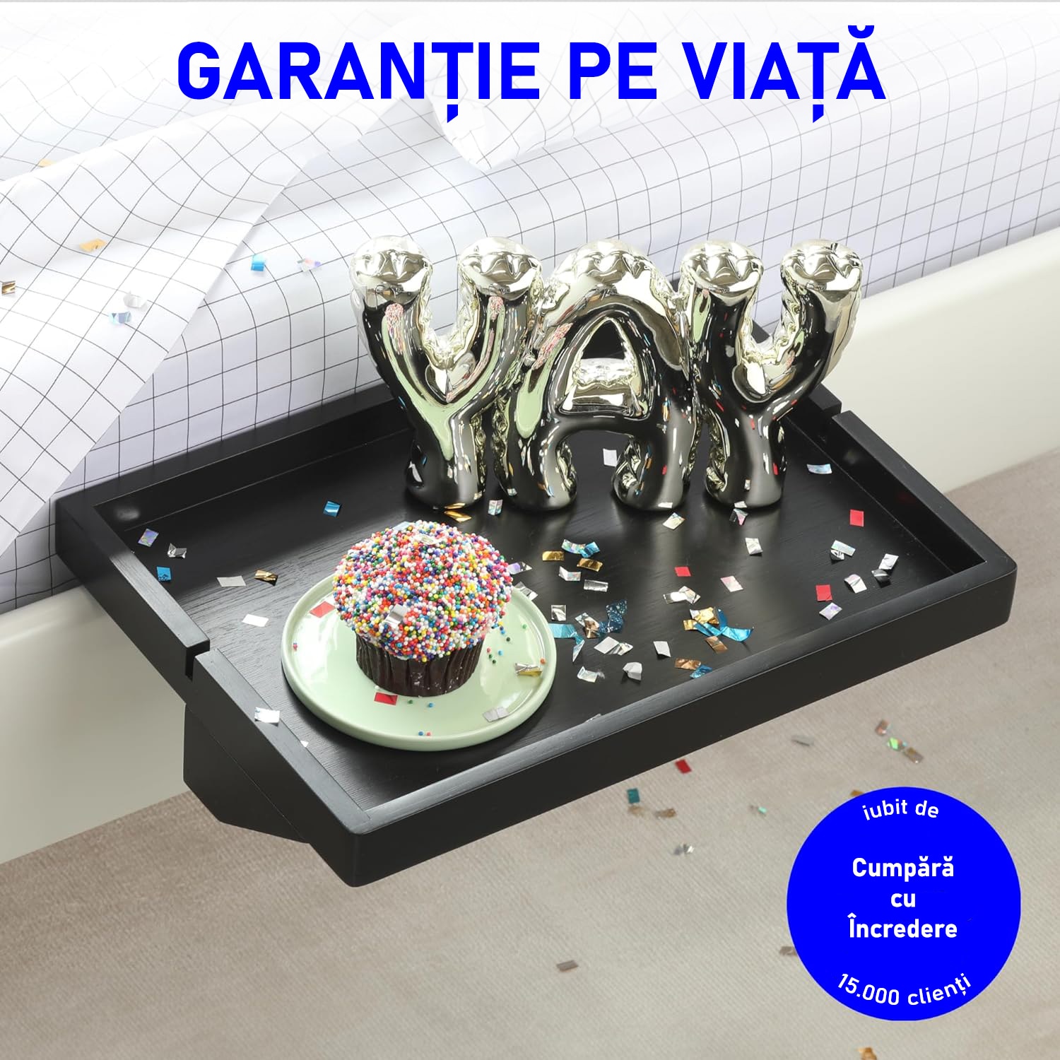 Noptiera suspendata pentru pat NextWave®️, suport telefon, incarcator ...