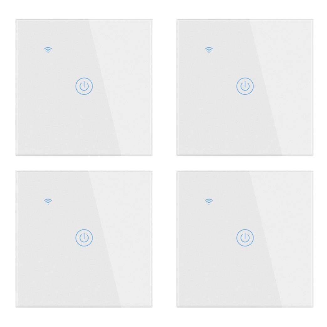 Set 4 Intrerupatoare inteligente simple cu touch Brius™, Wi-Fi, nul ...