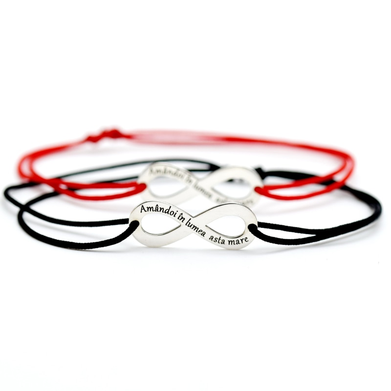Set bratari reglabile cu infinit personalizat - Amandoi in lumea asta ...