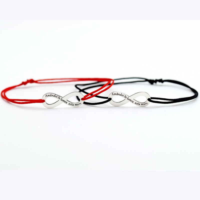Set bratari reglabile cu infinit personalizat - Amandoi in lumea asta ...