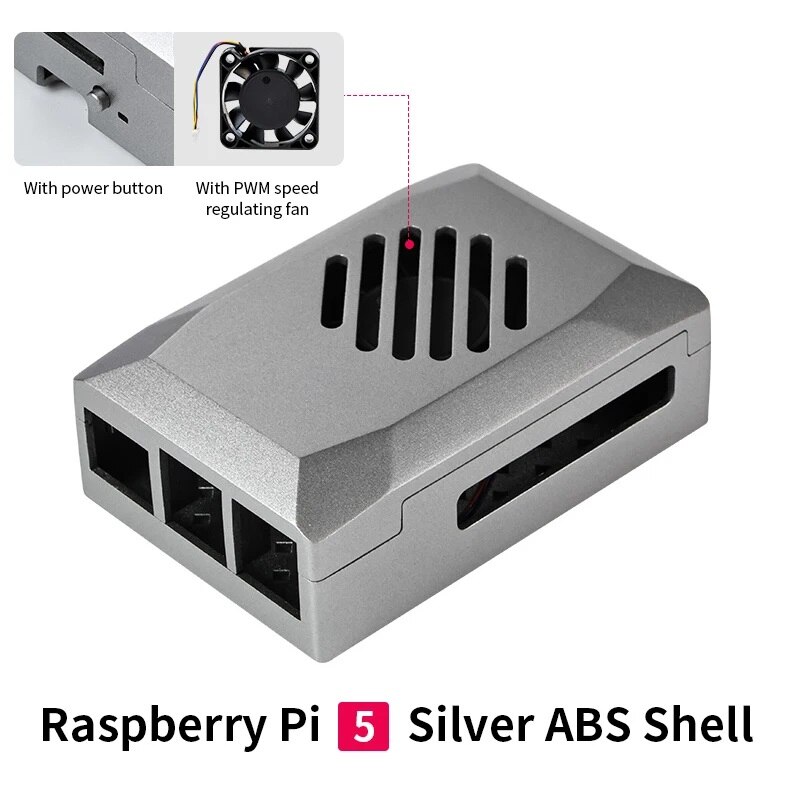 Carcasa Neximus® pentru Raspberry Pi 5 din plastic ABS cu ventilator de ...