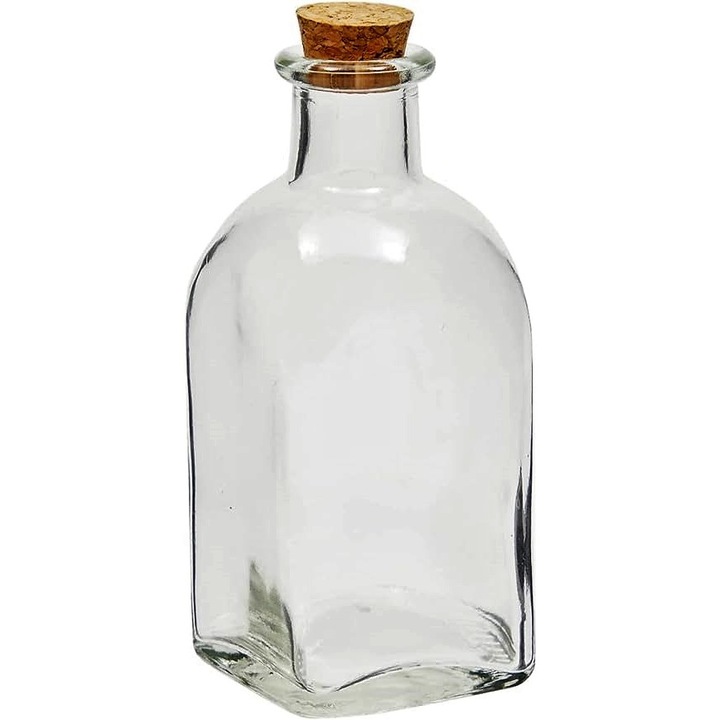 Set 12 sticle transparente de 150ml cu capac din pluta, ClickDeal ...