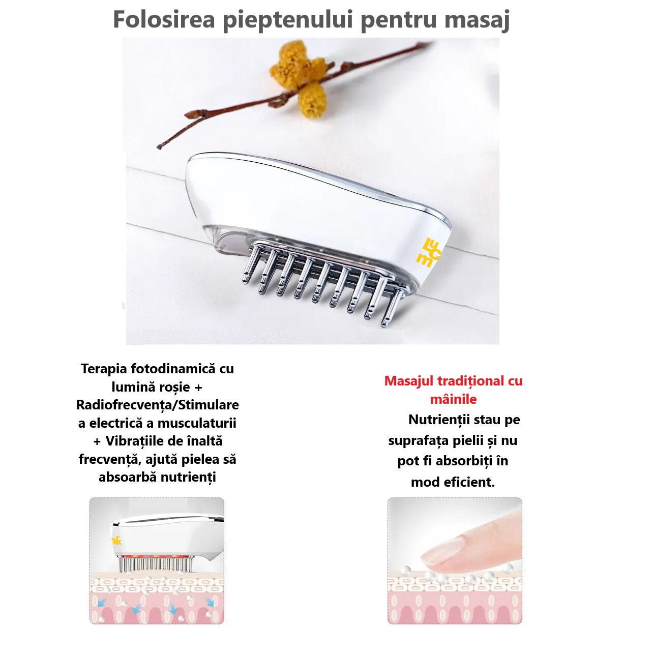Pieptene profesional pentru ingrijirea pielii si a parului, Lucmark ...