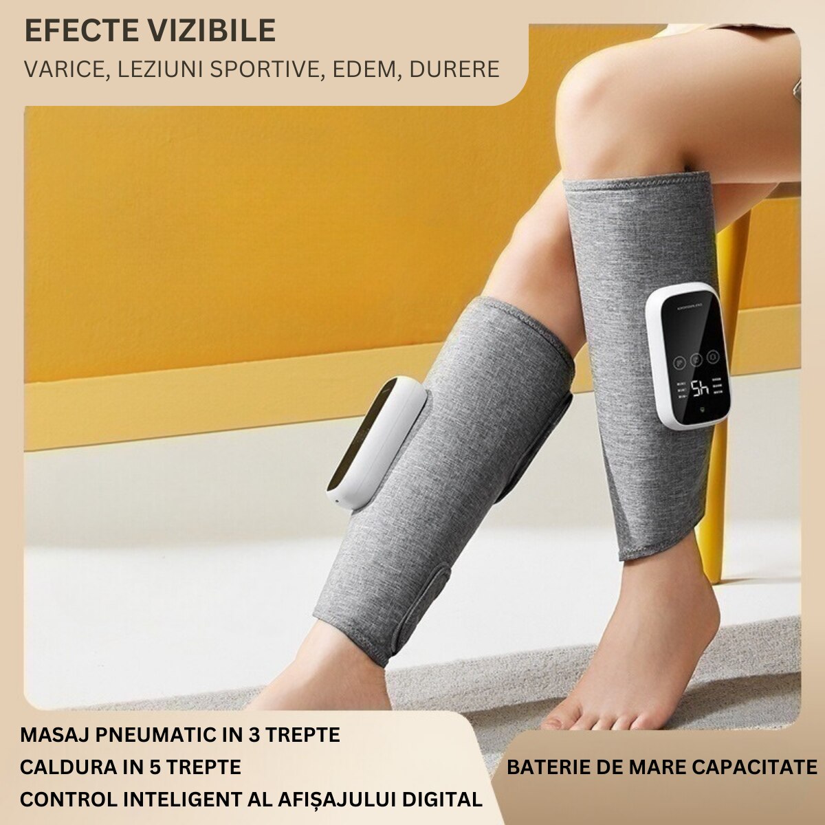 Aparat de masaj pentru picioare, masaj 3D, cu incalzire si compresie de ...