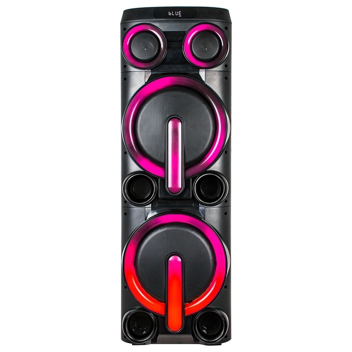 Boxa portabila 1000W Ibiza, LED, bluetooth, 2 microfoane wireless UHF ...
