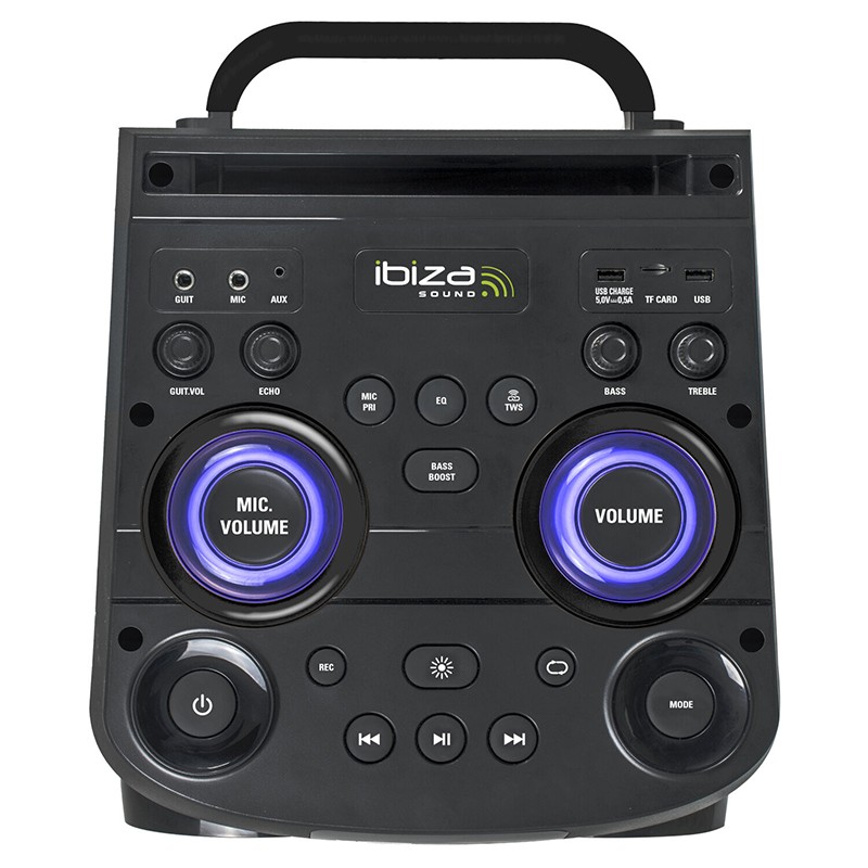 Boxa portabila 1000W Ibiza, LED, bluetooth, 2 microfoane wireless UHF ...