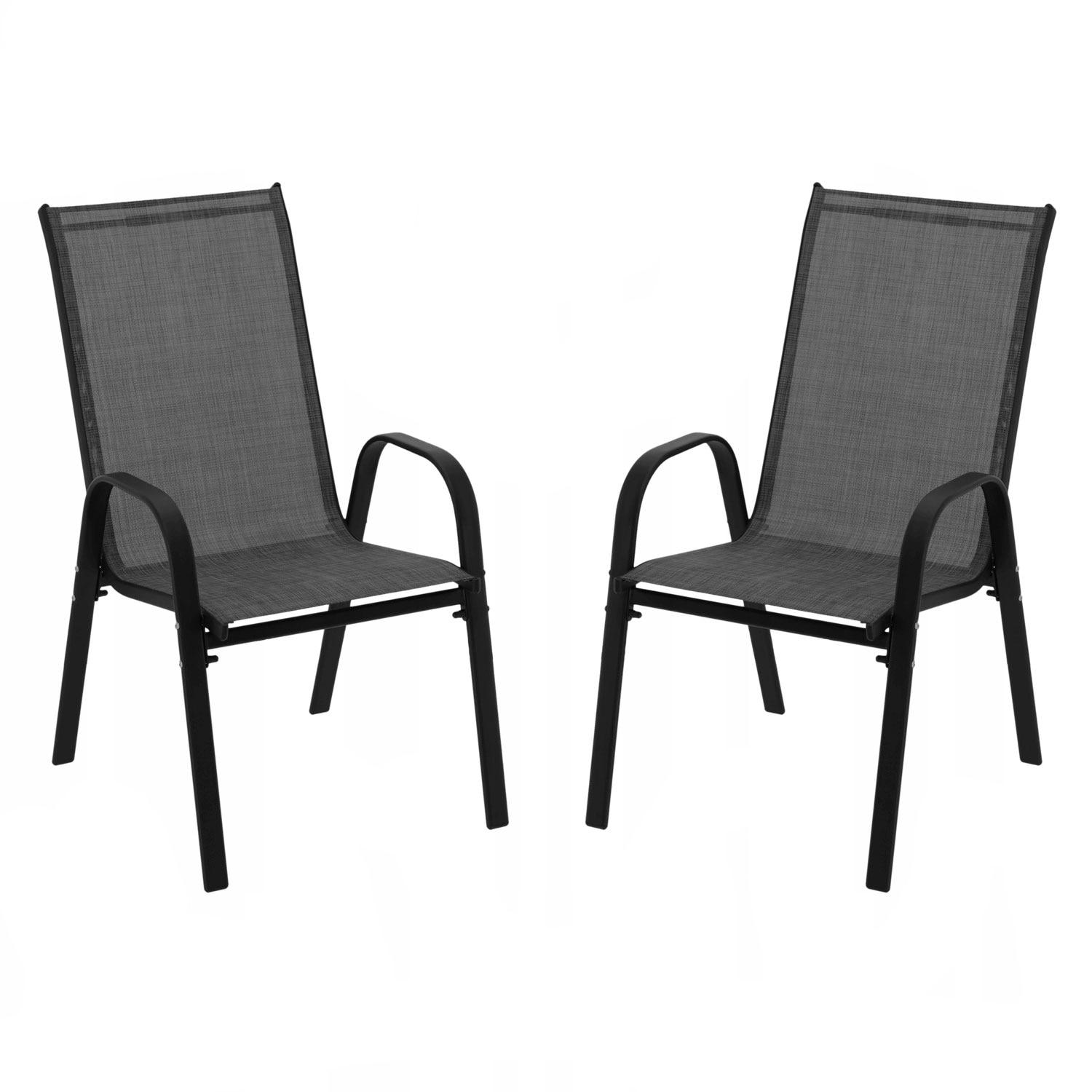 Set 2 scaune de gradina cu cadru metalic, stivuibile, 55x72x96cm, negru ...