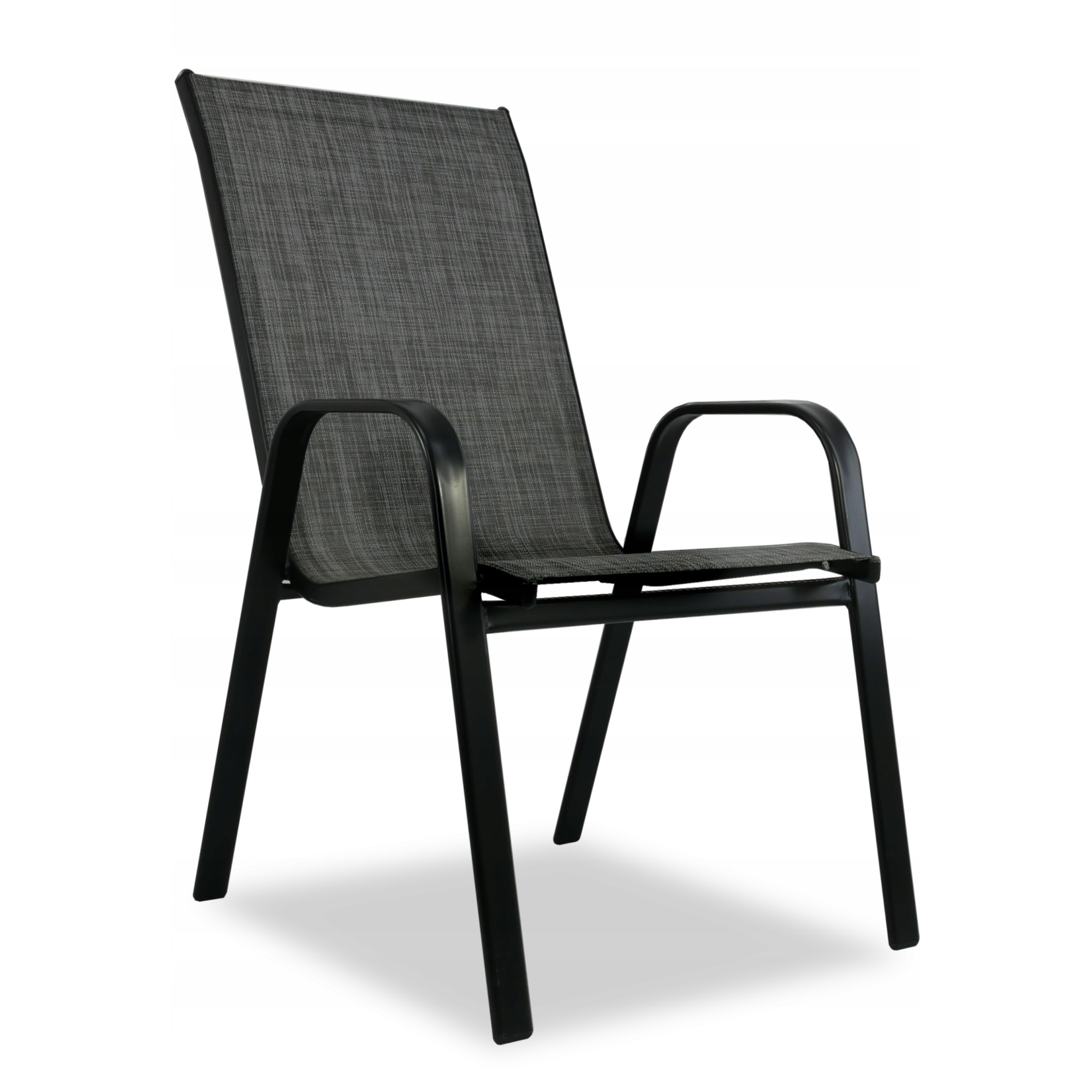 Set 2 scaune de gradina cu cadru metalic, stivuibile, 55x72x96cm, negru ...