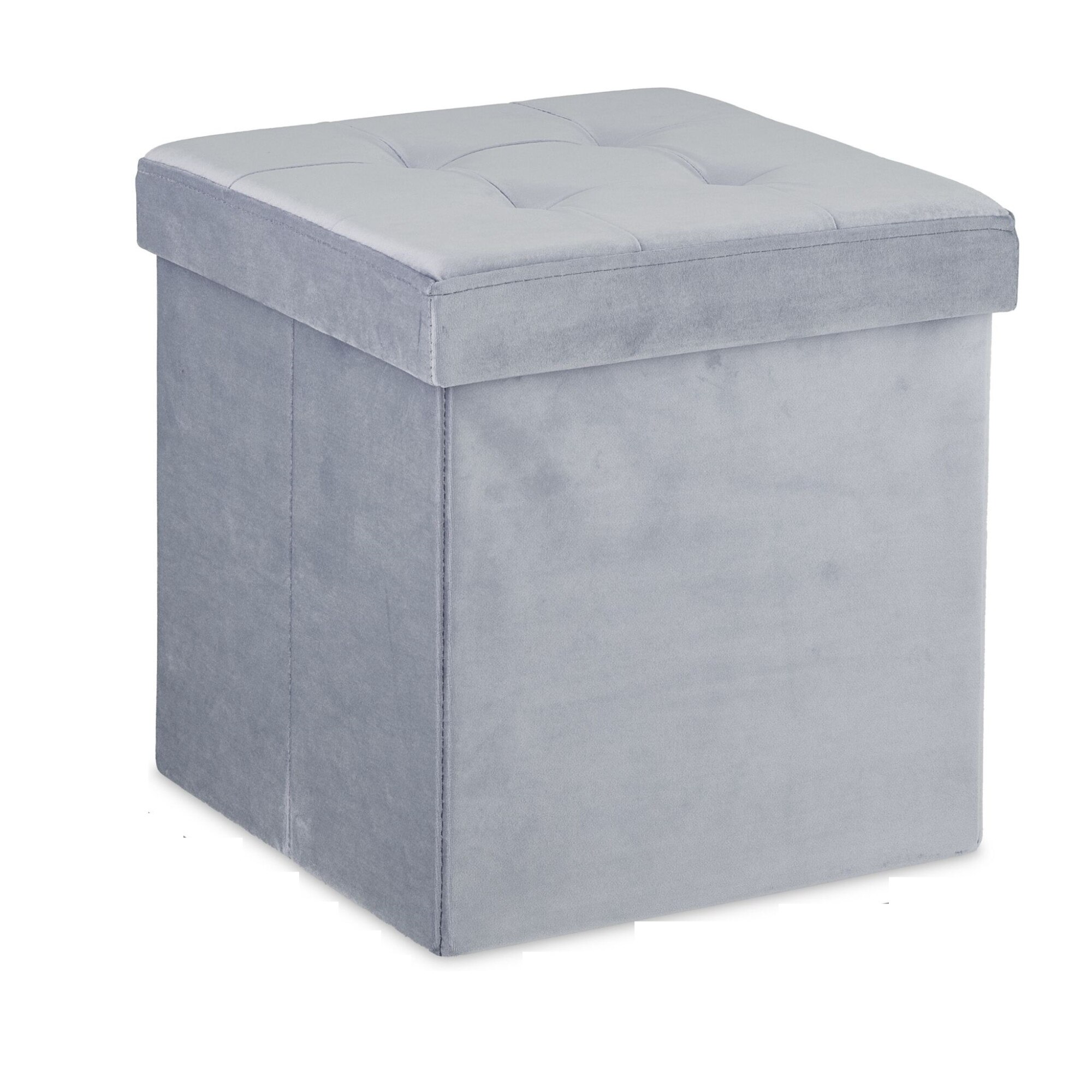 Taburet pliabil din catifea, Relaxdays, gri, 38 x 38 x 38 cm - eMAG.ro