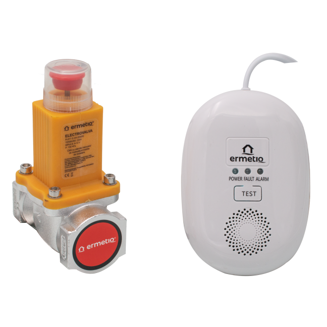 Detector de gaz cu electrovalva Ermetiq, 3/4", GPL (butan, propan), Gaz ...