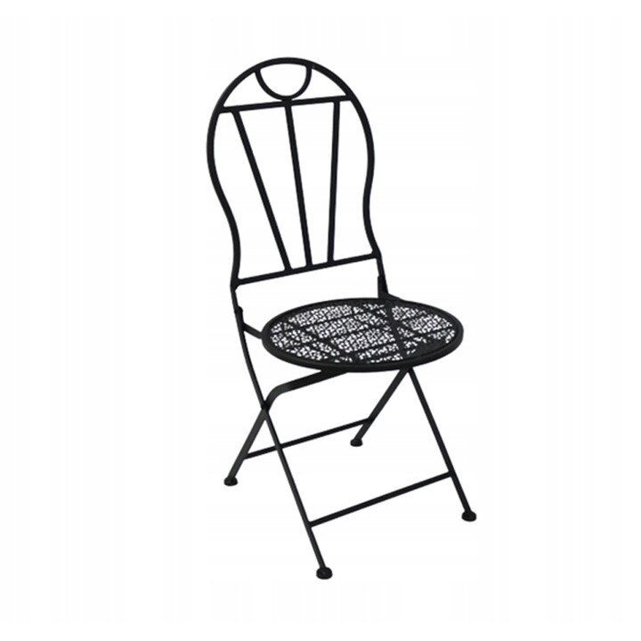 Set mobilier gradina metalic Elba, 2 scaune pliabile, 1 masa, negru ...