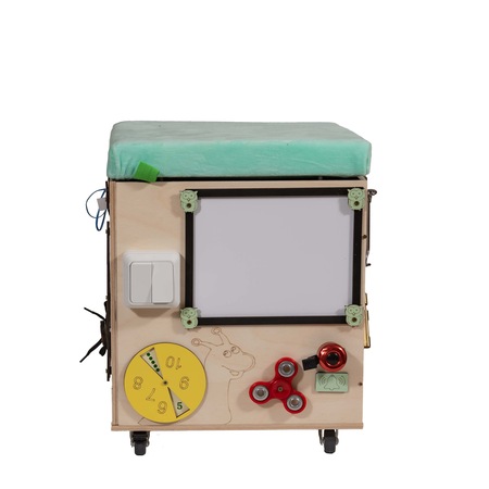 Taburet cu jocuri interactive copii, Lemn, Cu model, 31x31x40.5 cm ...