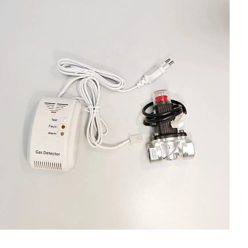 Kit detector gaze naturale, GPL si gaze de carbune 220V cu electrovalva ...