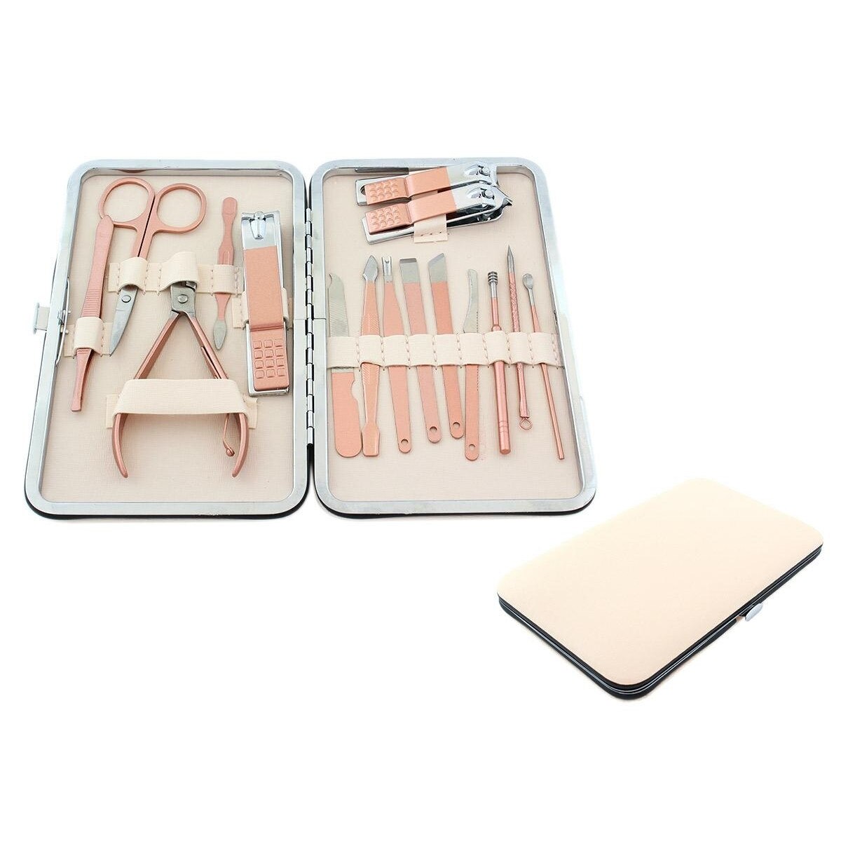 Trusa profesionala de manichiura si pedichiura, Cracos, 16 piese, culoare roz - eMAG.ro
